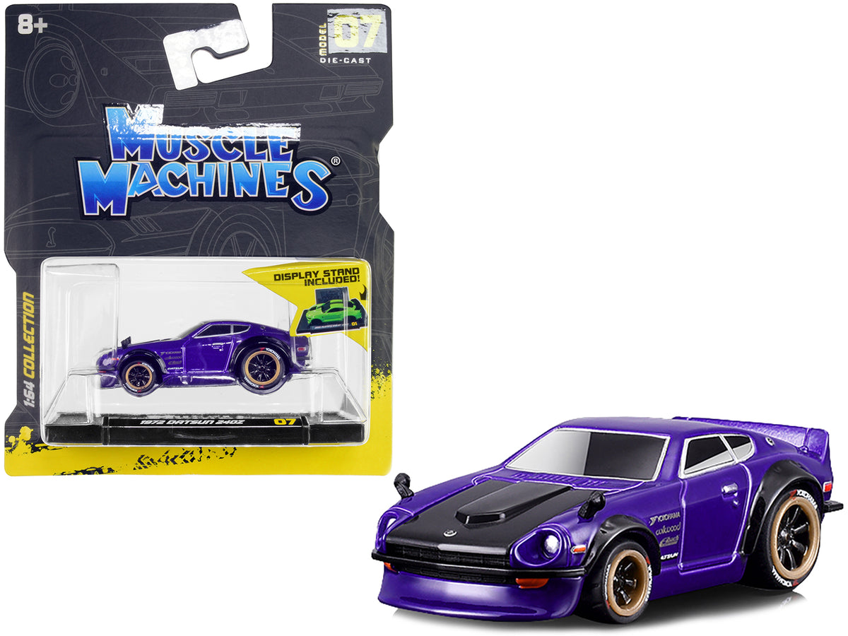 1972 Datsun 240Z Purple with Dark Gray Hood 1/64 Diecast Model Car by ...
