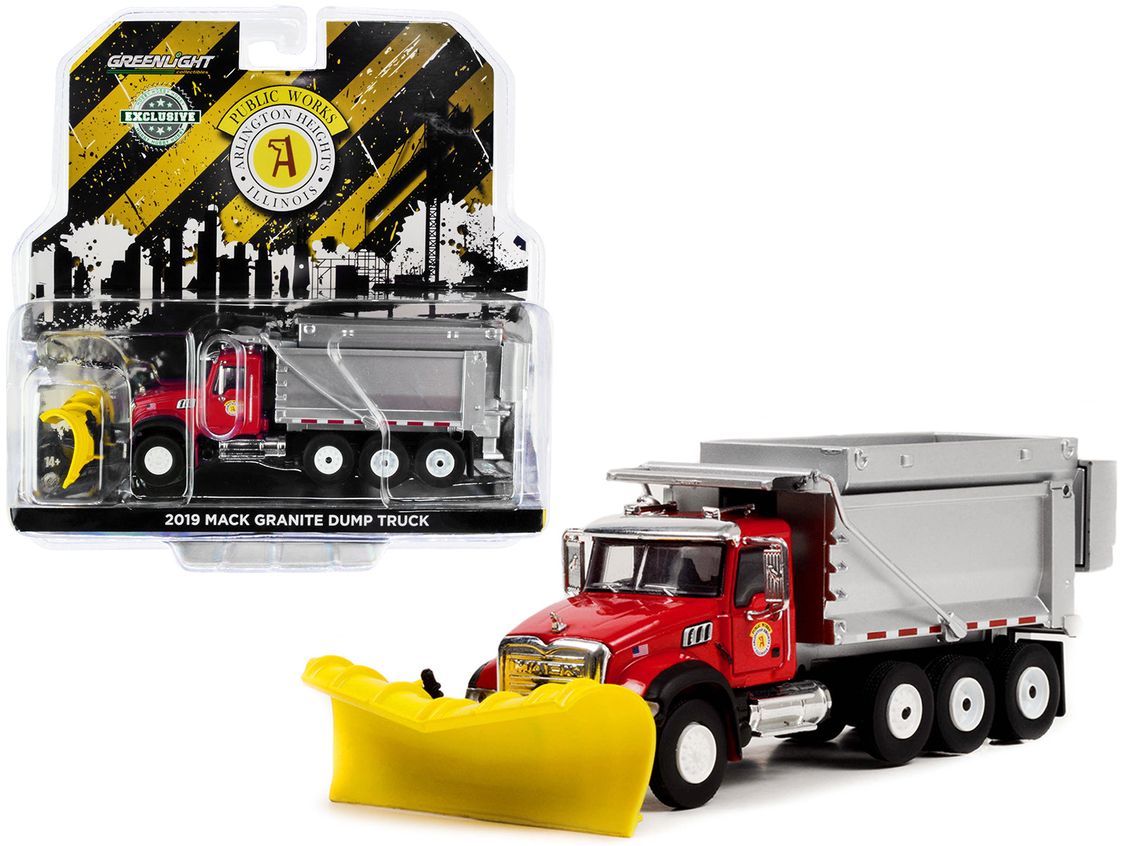 2019 Mack Granite Dump Truck with Snow Plow & Salt Spreader Red and ...