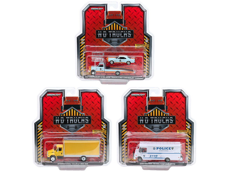 Heavy Duty H.D. Trucks Set of 3 pieces Series 18 1/64 Diecast Models ...