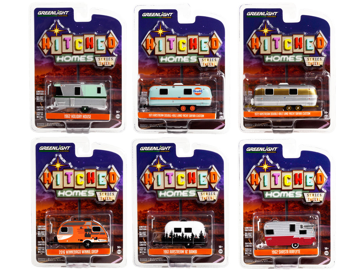 Hitched Homes 6 piece Travel Trailers Set Series 12 1/64 Diecast Models ...