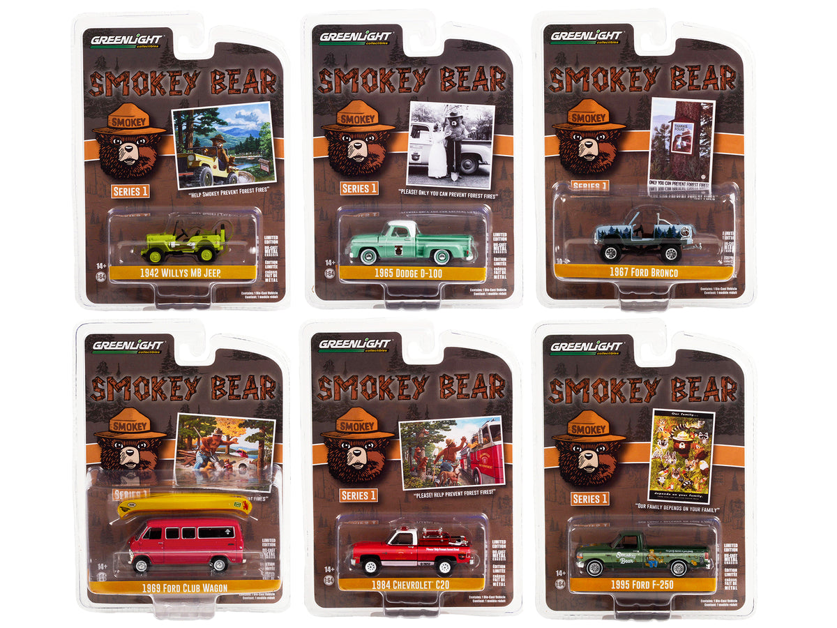Smokey Bear Set of 6 Cars Series 1 1/64 Diecast Model Cars by ...
