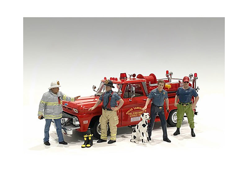 Firefighters 6 piece Figure Set (4 Males 1 Dog 1 Accessory) for 1/18 ...