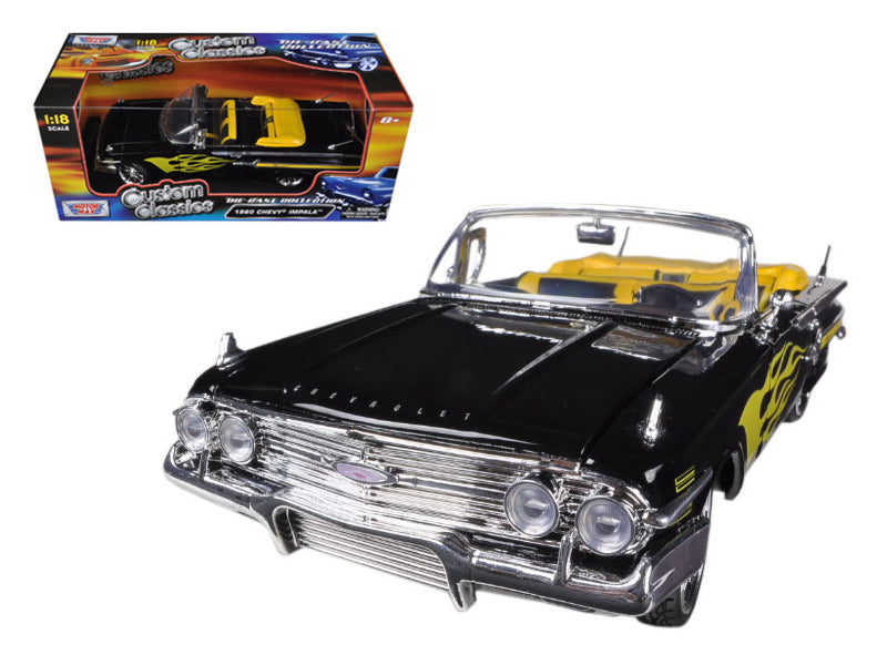1960 Chevrolet Impala Black With Flames Custom 1/18 Diecast Model Car ...
