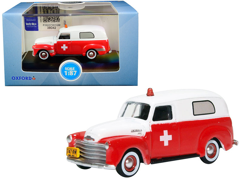 1950 Chevrolet Panel Van Ambulance Red and White 1/87 (HO) Scale ...
