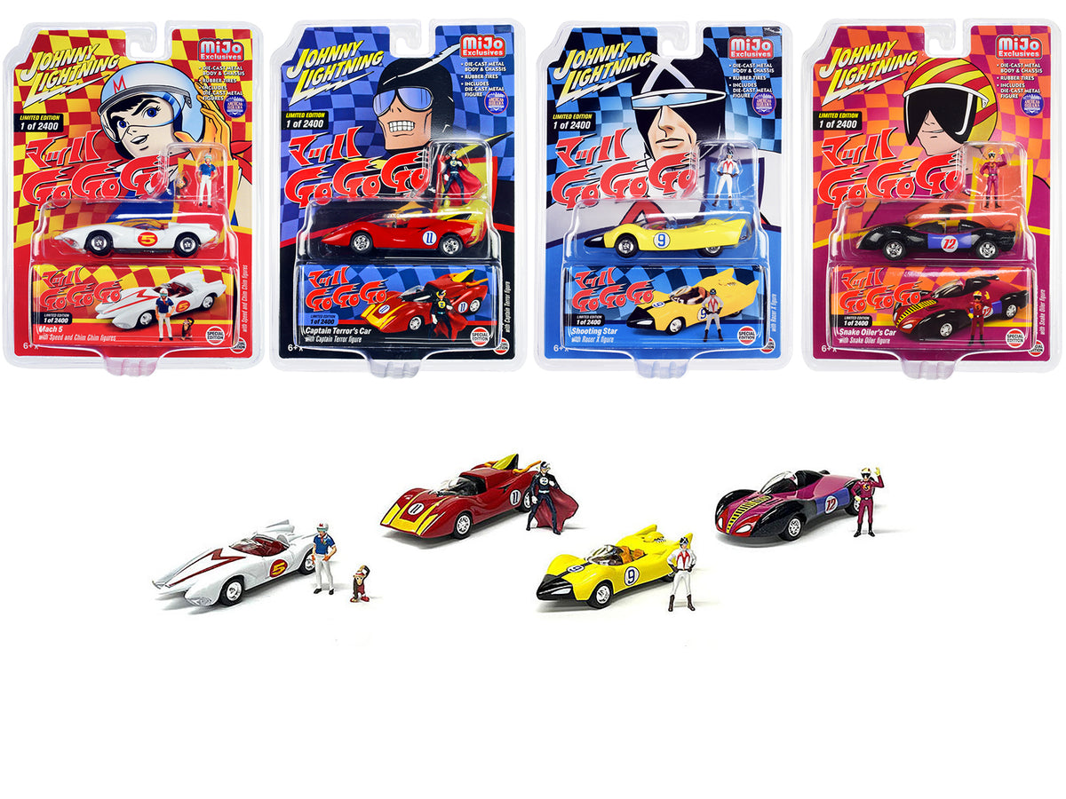 Speed Racer 4 Car Set with American Diorama Figures 1/64 Diecast Model ...