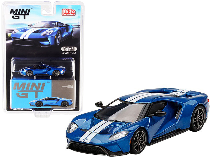 Ford GT Liquid Blue Metallic with White Racing Stripes Limited Edition ...